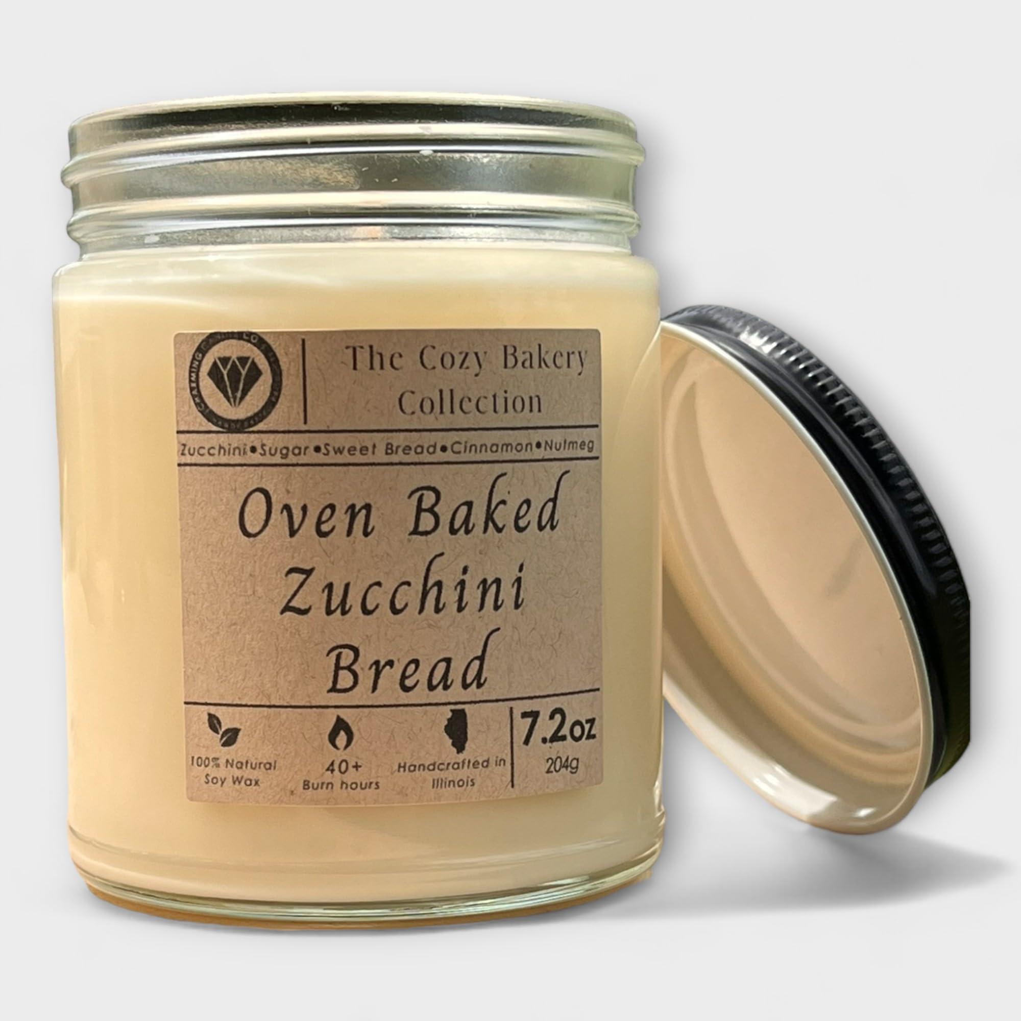 Cozy Bakery Collection: Homemade 100% Soy Candles | 10 + Scents | Clean Burning | Toxin Free (Oven Baked Zucchini Bread)