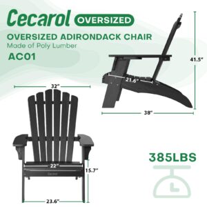 Cecarol Oversized Adirondack Chair Plastic, Outdoor Fire Pit Chair with Cup Holder, Adirondack Patio Chair Weather Resistant for Outside, Porch, Lawn, Garden- AC01, Black(Wood Grain)