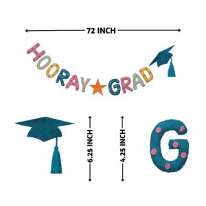 Folkulture Graduation Banner, Congrats Grad Banner for 2024 Graduation Party Decorations, Congratulations Banner for Grad Party Décor, 72" Pre-Strung Garland for Kindergarten, College or High School