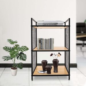 Silencear 3-Tier Heavy Duty Shelving Unit, Small Bookshelf Rustic Wood and Metal Shelving Unit, Wood Storage Shelf with Metal Frame for Living Room, Bedroom, Office, Kitchen, 21.3" x 21.3"x 34.6"