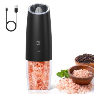 innhom gravity electric salt grinder pepper grinder pepper mill automatic salt and pepper grinder with adjustable coarseness usb rechargable, 1 pack