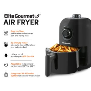 Elite Gourmet EAF-1121X Personal 1.1 Qt. Compact Space Saving Electric Hot Air Fryer Oil-Less Healthy Cooker, Timer & Temperature Controls, 1000W Black