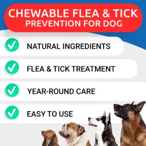 BARK&SPARK Natural Flea and Tick Prevention Chews for Dogs - Chewable Tablets for Dogs - All Breeds and Ages - Made in USA Flea and Tick Remover Supplement - Bacon - 120 Treats