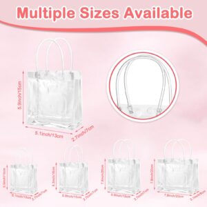 WDSHCR 50 Pcs Clear Gift Bags with Handles Plastic Gift Bags Transparent Reusable Tote Bags Candy Goodie Bags for Mother's Day Boutique Wedding Birthday Baby Shower Party (5.1 x 5.9 x 2.7 Inch)