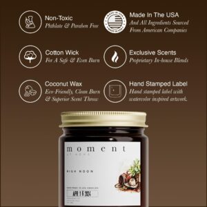 High Noon - Tobacco and Leather Scented Classic Jar Candle by Moment At Home | Natural Non Toxic Coconut Wax Candle | Hand Poured in The USA | 7 Ounce Long Lasting Up to 50 Hour Burn Time