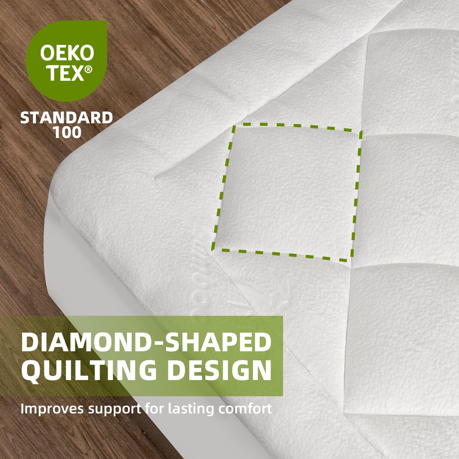 Bamboo Cooling Mattress Topper Queen Size, Mattress Pad Quilted with 600GSM Down Alternative Fill with a Deep Pocket for a Luxurious Sleep Experience (Queen, 60" x 80")