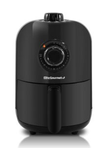 elite gourmet eaf-1121x personal 1.1 qt. compact space saving electric hot air fryer oil-less healthy cooker, timer & temperature controls, 1000w black