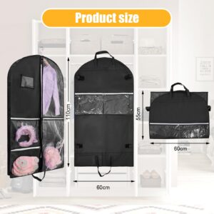 40" Clear Dance Costume Garment Bag for Dancers,Kids Garment Bag for Dance Competitions with 5 Clear Zipper Pockets For Dance Costumes,Dress,Suit,Storage or Travel.