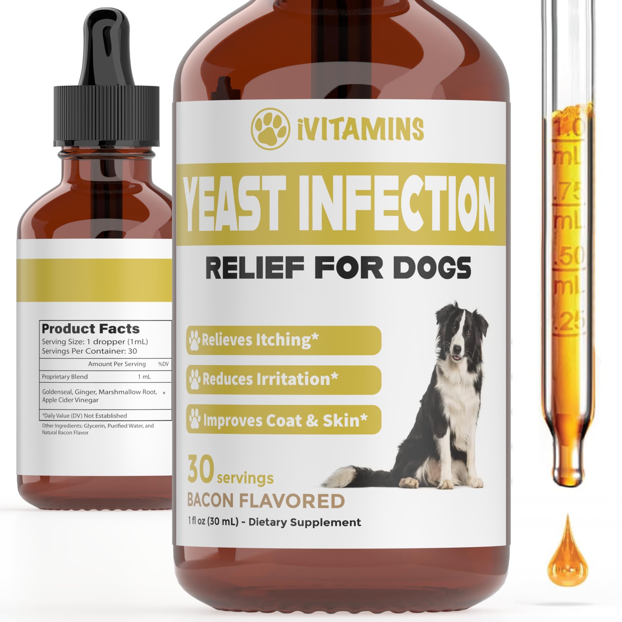 Natural Yeast Infection Treatment for Dogs | Helps to Support Itch & Inflammation Relief, & More | Dog Ear Infection Treatment | Dog Itch Relief | Dog Yeast Ear Infection Treatment | (Bacon) (2 Pack)