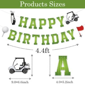 Happy Birthday Banner, Golf Birthday Decorations, Green Golf Sports Themed Birthday Retirement Paper Banners for Kids Boys Men Birthday Baby Shower Party Supplies