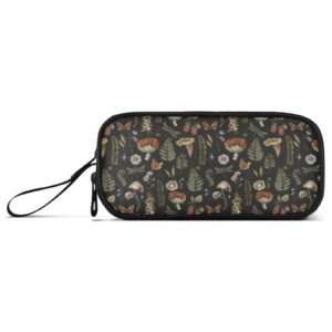 caikeny pencil case vintage woodland mushroom pen bag black large capacity pencil box pen pouch with zipper cosmetic organizer for kids teens adults