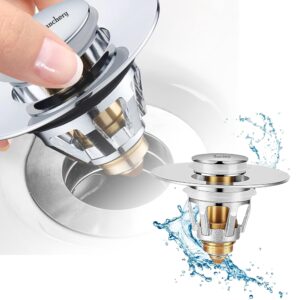 branchery sink stopper bathroom - sink pop up drain plug - small bathroom hair drain catcher - anti clogging stainless steel drain plug strainer cover to keep bugs out fit 1.04-1.97 inch drain hole