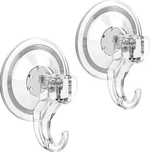 suction cup hooks 2 pack 4 pack, clear heavy duty suction cup, waterproof shower hooks, heavy duty vacuum suction hanger for wreaths, shower, window, kitchen, tile, glass door (4), pk0222