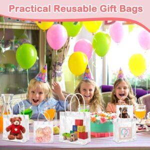 WDSHCR 50 Pcs Clear Gift Bags with Handles Plastic Gift Bags Transparent Reusable Tote Bags Candy Goodie Bags for Mother's Day Boutique Wedding Birthday Baby Shower Party (5.1 x 5.9 x 2.7 Inch)