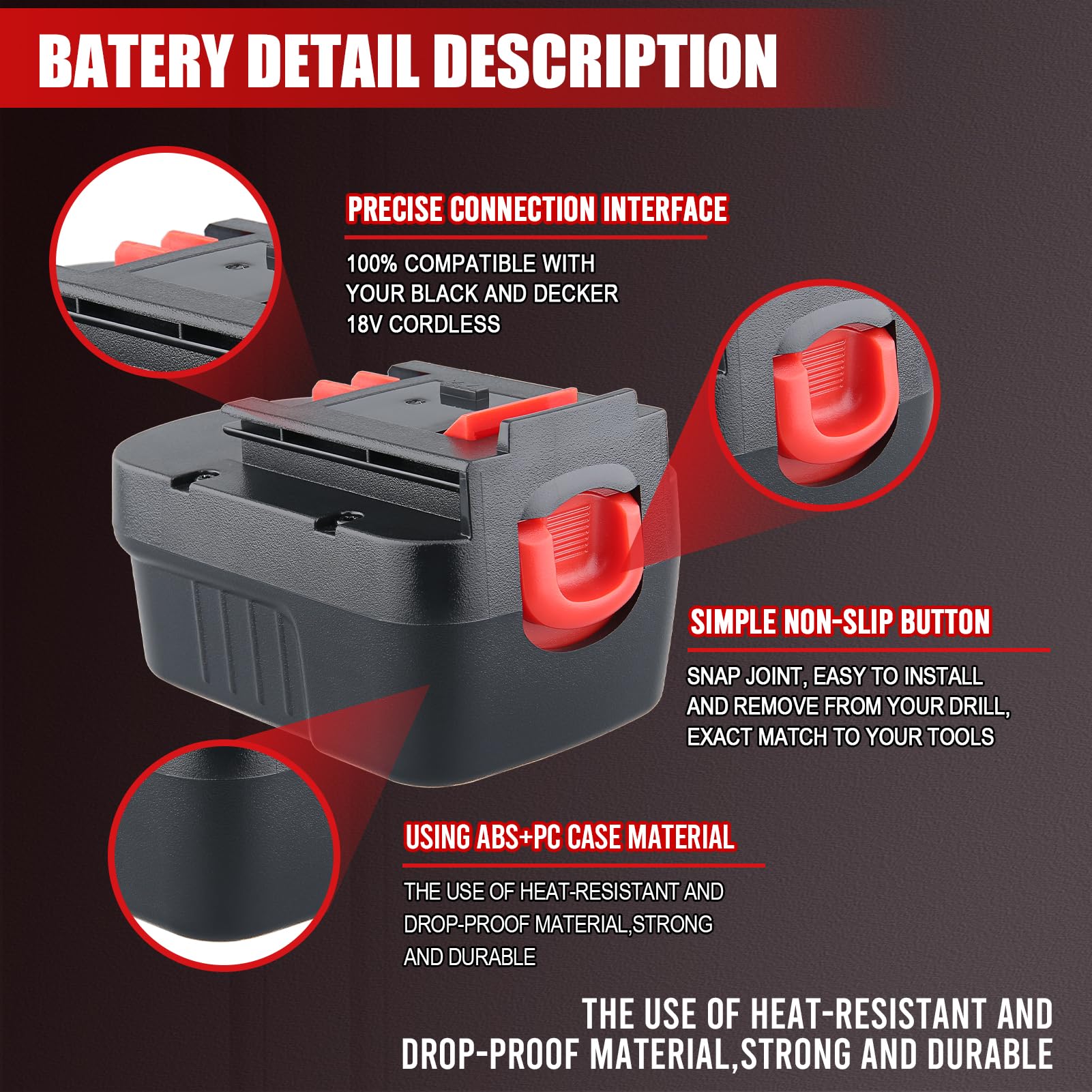 VANTTECH Ni-Mh 12V 4.8Ah HPB12 Battery Replacement for Balck and Decker A1712 FSB12 A12 A12-XJ A12EX Firestorm FS120B FS120BX Cordless Power Tools