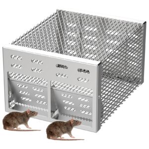 whjiachu rat trap, humane mouse trap with double-opening one-way door design, automatic continuous cycle mouse trap, suitable for indoor and outdoor use, for capturing or releasing rodents