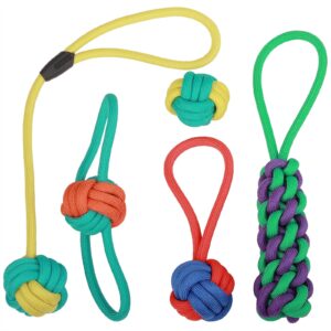 deetenks 5 pack dog chew rope toys puppy toys sets interactive dog toys rope toys dog teething chew toys for dog (random color)