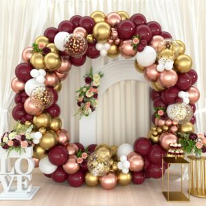 burgundy balloons arch kits with metallic rose gold and white balloons for wedding valentines day women birthday bridal baby shower wine party decorations