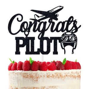 congrats pilot cake topper, future pilot/usaf cake decor, class of 2024 air force academy graduation party decoration supplies, black glitter