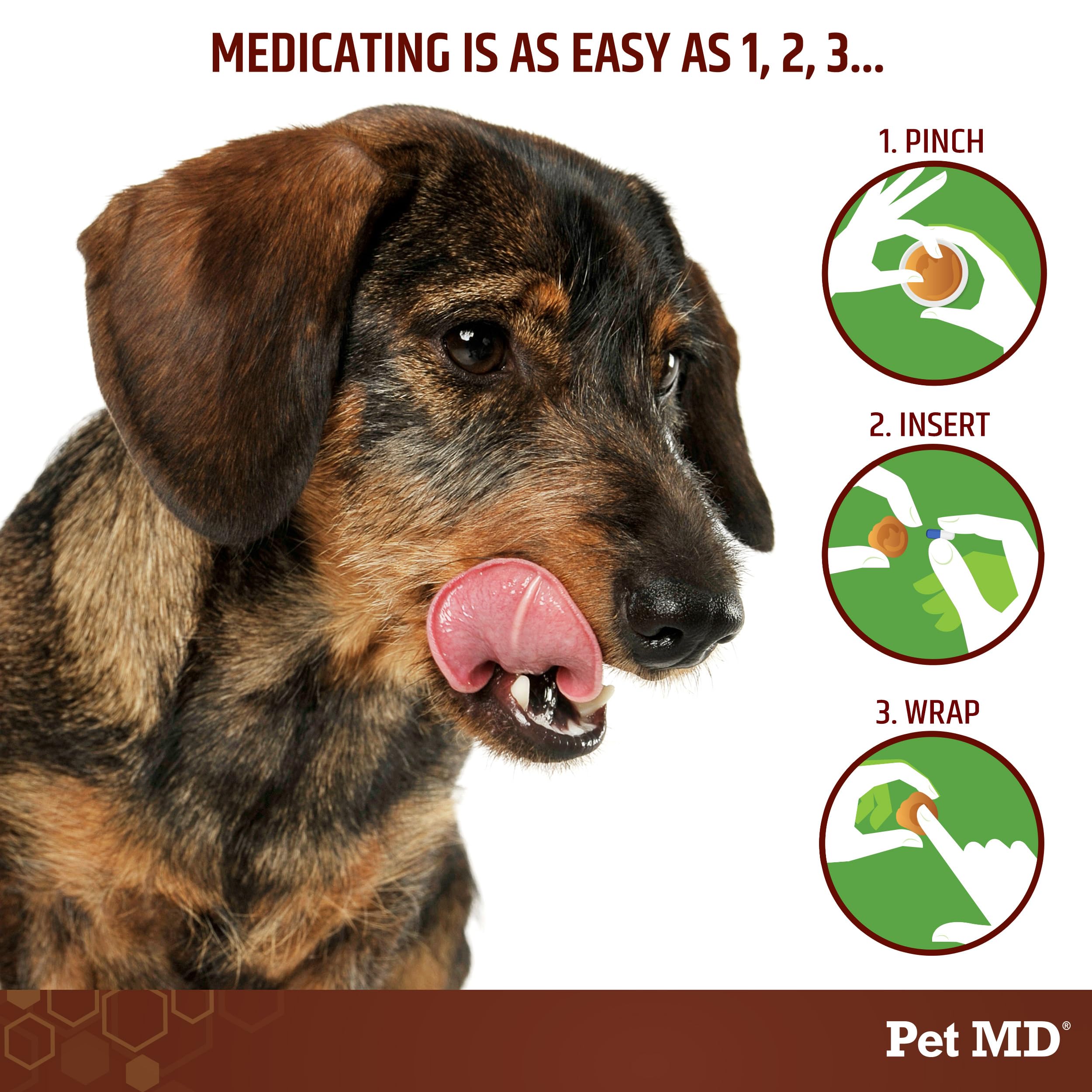 Pet MD Wrap-A-Pill with Dog Probiotics - Pill Wrap for Dogs Medicine - Easy-to-Use Paste to Hide Capsules, Create Pockets and Pill Treats for Dogs - Cheese & Bacon (4.2oz)