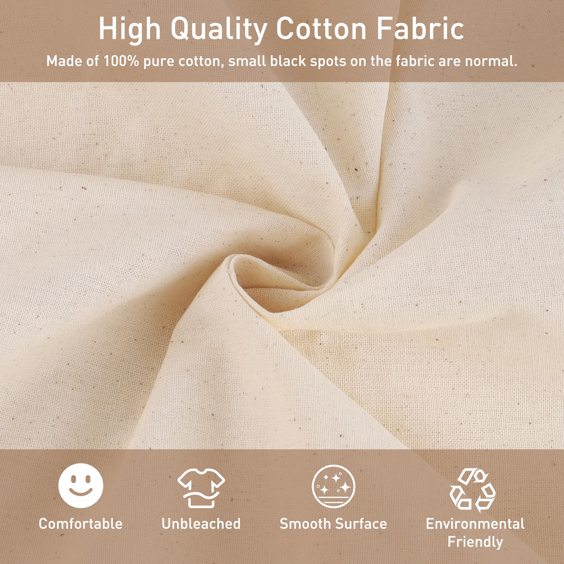 Muslin Fabric,100% Cotton Muslin Linen Cloth Natural Unbleached 63'' Wide 10 Yard,Muslin Fabric Material for DIY Sewing Apparel