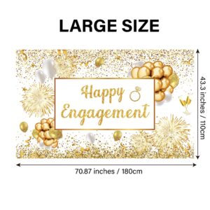 White Gold Engagement Party Decorations Happy Engagement Banner Large Engaged Banner Backdrop Decorations Congratulations Engagement Party Decor Just Engaged Banner Pre-Wedding Party Decor