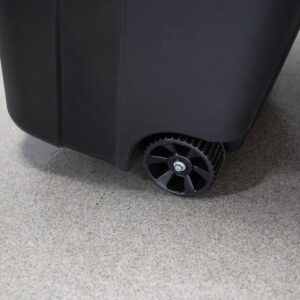 BJCYO 32 Gallon Wheeled Heavy Duty Plastic Garbage Can, Attached Lid, Black