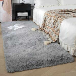 skyweaver soft runner rugs for bedroom living room plush fluffy rug, shag furry area rug carpet non shedding for nursery children kids girls room home decorative grey 3.2 * 5.2 ft