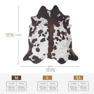 SUNCOWLLY Cowhide Rug 4.6x5.2ft Non-Slip Cow Print Rug Cow Hide Rug Premium Faux Cowhide Rug Area Rug Animal Print Rug Western Room Decor Cow Rugs for Living Room Bedroom Dinning Room