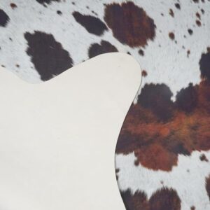 SUNCOWLLY Cowhide Rug 4.6x5.2ft Non-Slip Cow Print Rug Cow Hide Rug Premium Faux Cowhide Rug Area Rug Animal Print Rug Western Room Decor Cow Rugs for Living Room Bedroom Dinning Room