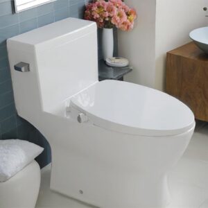 UYXMTPY Non-Electric Bidet Toilet Seat - Fits Existing Elongated Toilets, White, Dual Nozzle System, Slow-Close, Self-Cleaning Nozzles, Easy Installation