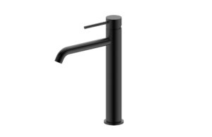 bath royale envol tall vessel sink bathroom faucet, modern single hole design, matte black