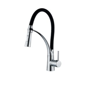 rubber kitchen sink 360 degree swivel pull-down sprayer hot and cold water mixing faucet (color : chrome)