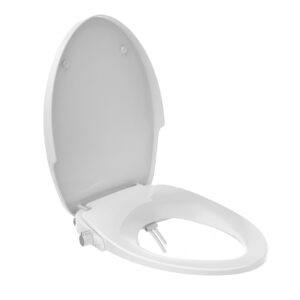 uyxmtpy non-electric bidet toilet seat - fits existing elongated toilets, white, dual nozzle system, slow-close, self-cleaning nozzles, easy installation