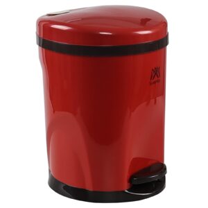 morcte plastic round step-on trash can, 2.8 gallon small wastebasket with lid, red