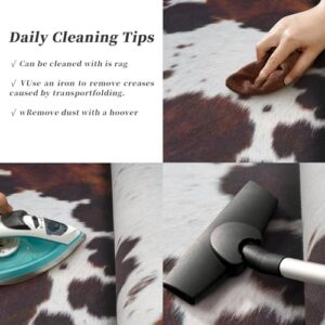 SUNCOWLLY Cowhide Rug 4.6x5.2ft Non-Slip Cow Print Rug Cow Hide Rug Premium Faux Cowhide Rug Area Rug Animal Print Rug Western Room Decor Cow Rugs for Living Room Bedroom Dinning Room