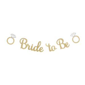 pre-strung bride to be banner for bridal shower decoration bachelorette party banner wedding engagement party supply gold glitter paper sign