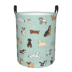 gbuzozie cute puppy dog animal round laundry hamper storage basket toys clothes organizer bin for home bathroom bedroom dorm nursery, 62l