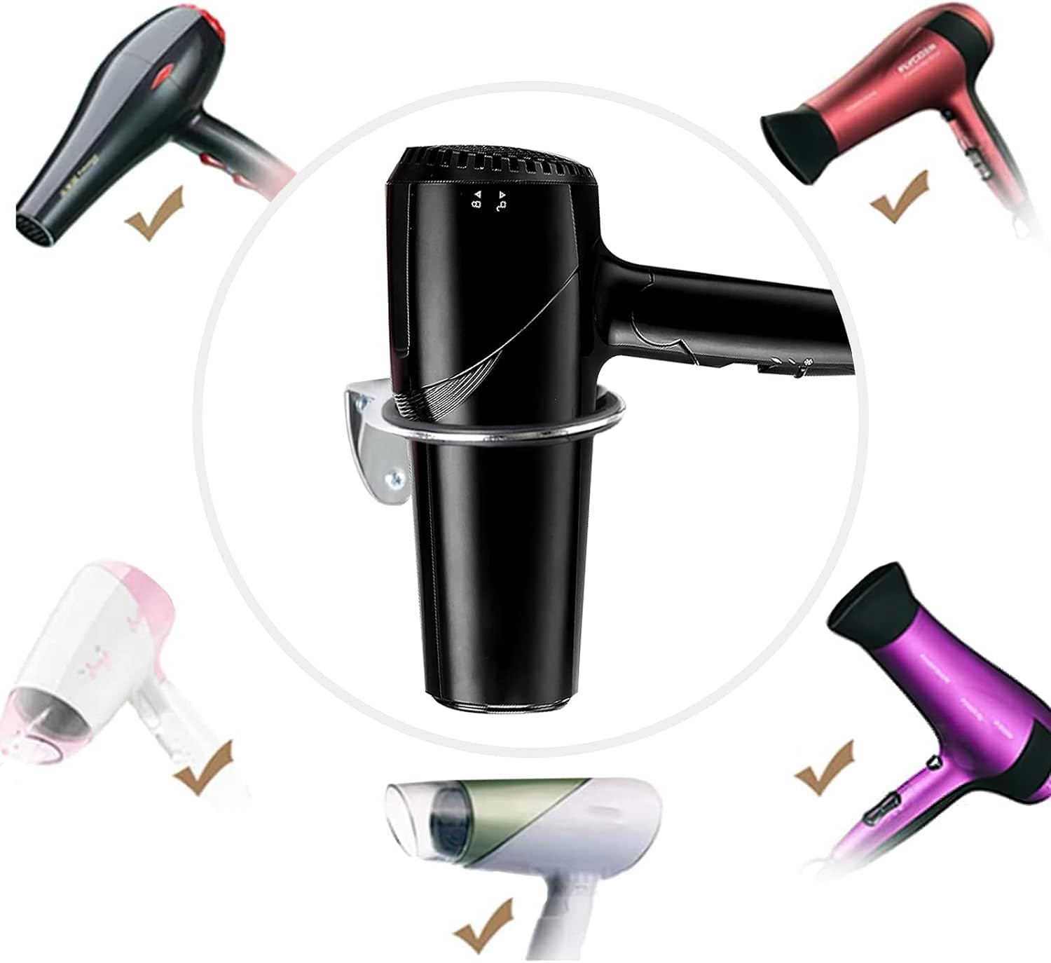 Hair Dryer Holder,Stainless Steel Blow Dryer Holder,Durable Hair Dryer Wall Mount,hairdryer Holder for Bathroom