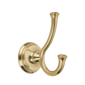 tunny towel hook bathroom-2 pack champagne gold brushed double robe/towel hook wall mounted hook for bathroom bedroom kitchen