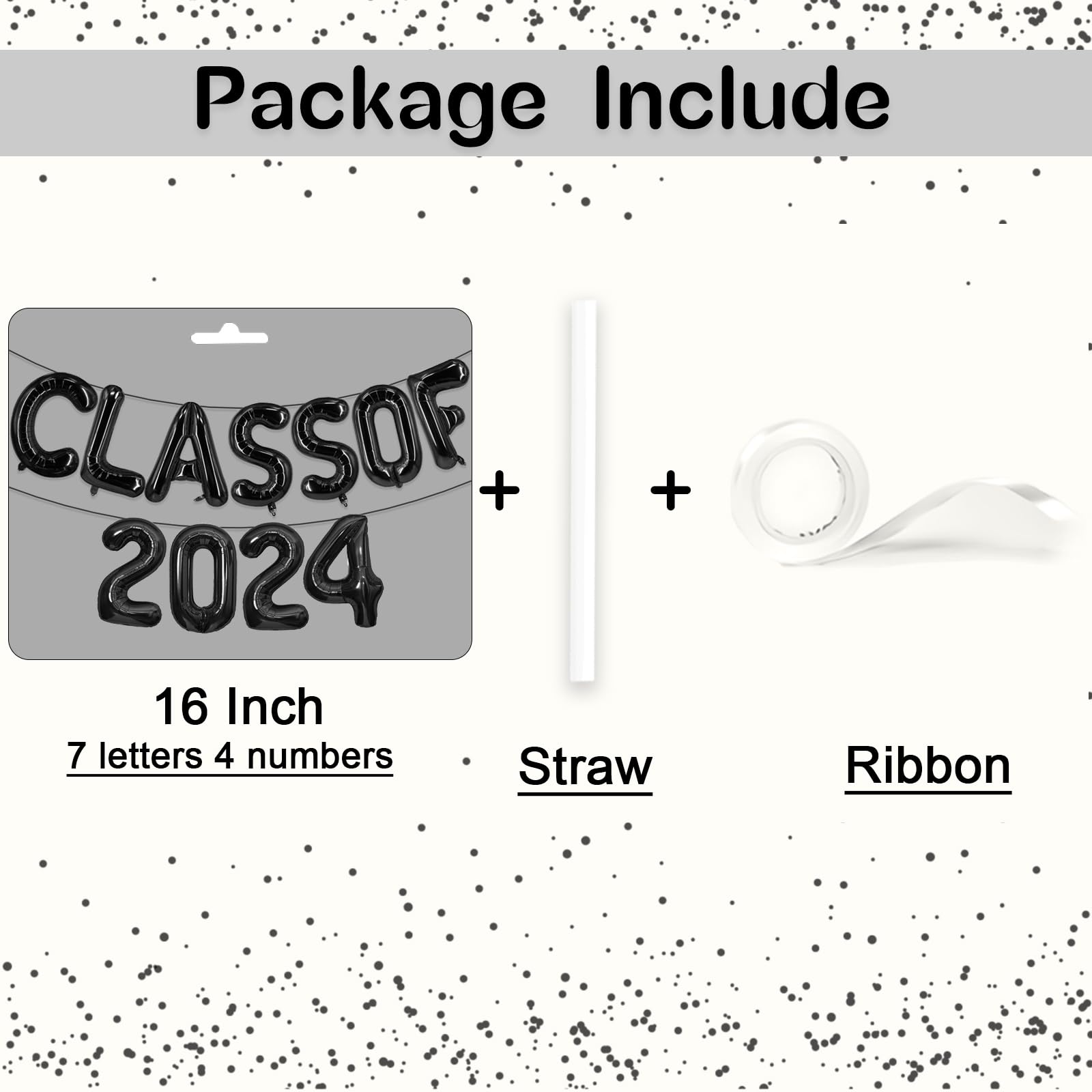 Graduation Decorations Class of 2024, 16 Inch Black Class of 2024 Banner Balloons for 2024 Graduation Party Decorations, Class of 2024 Decorations, Congrats Graduation Yard Sign 2024 Backdrop