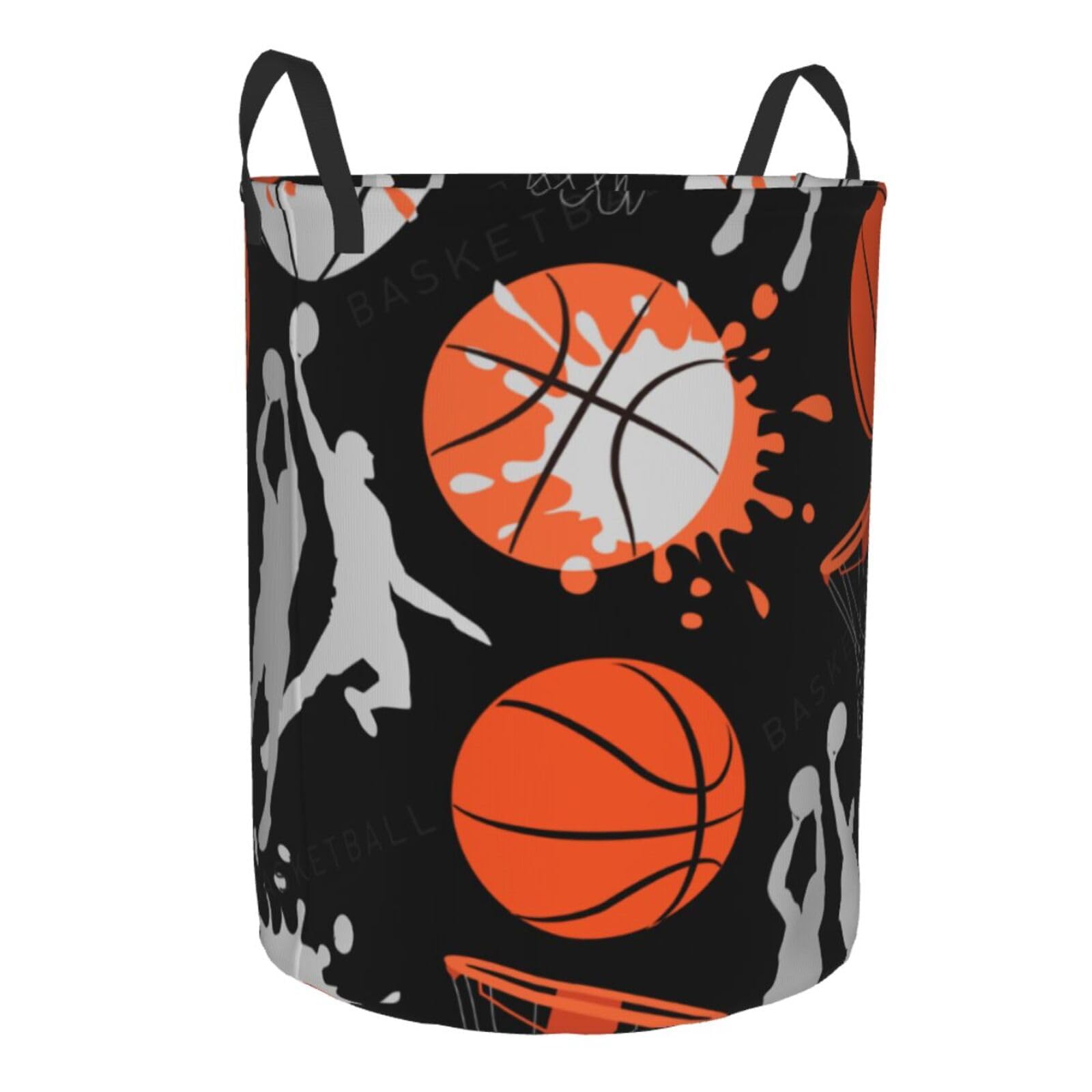 Gbuzozie Sport Basketball Pattern Round Laundry Hamper Storage Basket Toys Clothes Organizer Bin For Home Bathroom Bedroom Dorm Nursery, 62l