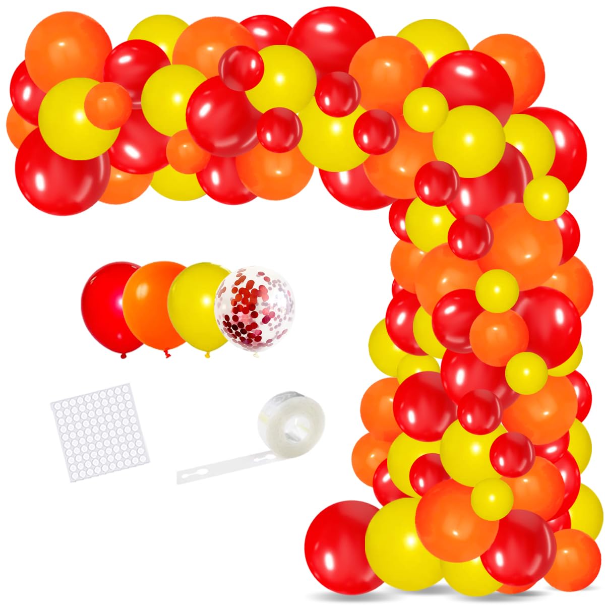 Red Yellow Orange Balloon Garland Arch Kit, 117PCS Red Orange Balloons Yellow Red Balloons Fall Party Decors for Boys Firefighter Fire Truck Birthday Baby Shower Wedding Party Decorations