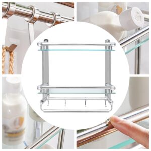 DAERNA Floating Shelves with Towel Rack, Wall Mounted Hanging Bathroom Shelves Over Toilet, No Drilling Stainless Shower Shelves, Corner Wall Shelf for Bedroom Organizers Kitchen Storage