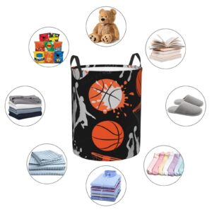 Gbuzozie Sport Basketball Pattern Round Laundry Hamper Storage Basket Toys Clothes Organizer Bin For Home Bathroom Bedroom Dorm Nursery, 62l