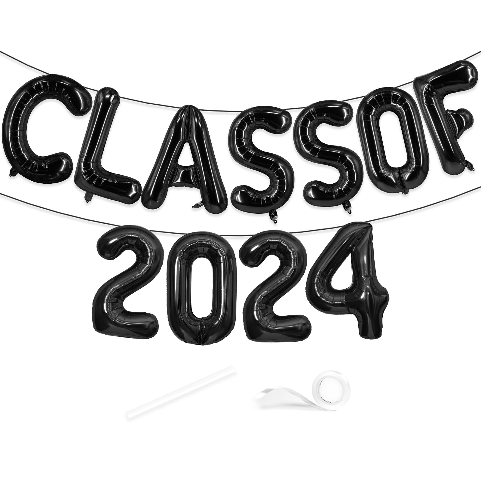 Graduation Decorations Class of 2024, 16 Inch Black Class of 2024 Banner Balloons for 2024 Graduation Party Decorations, Class of 2024 Decorations, Congrats Graduation Yard Sign 2024 Backdrop