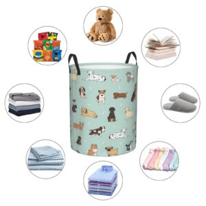 Gbuzozie Cute Puppy Dog Animal Round Laundry Hamper Storage Basket Toys Clothes Organizer Bin For Home Bathroom Bedroom Dorm Nursery, 62l