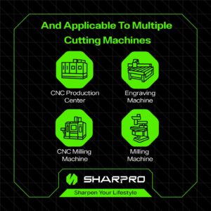 SHARPRO Chamfer End Mill V Groove O Flute Spiral Router Bit 30 Degree 1/4 Inch Shank CNC Carbide V-bit for Engraving and Chamfering Lettering, Ideal for Wood, Plywood, MDF, PVC and Acrylic