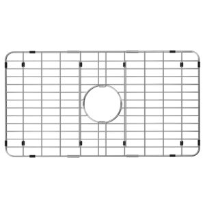 gedlire stainless steel sink grate protector for bottom of kitchen sink, 28.5" x 15.5" metal kitchen sink grid with centered drain, curve corner sink rack with sink strainer for single sink bowl