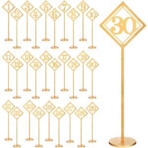 lineshading 30 pcs wood table numbers for wedding reception gold wedding seat numbers with holder base table numbers 1-30 rustic table number stands for wedding party restaurant event catering